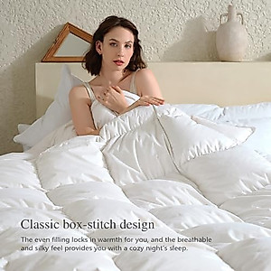 BHZ California King Down Comforter, Duvet Insert Feather Down Comforter All Seasons, Medium Warm Luxury Soft 100% Cotton Cover with Corner Tabs (104x96 Inches, White)