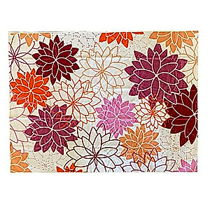 Super Area Rugs Machine Washable Rug - Stain Resistant Non-Shed Non-Slip Family & Pet Friendly - Washable Throw/Entry Rug - Colorful Floral Pink Rectangle 3' x 5'