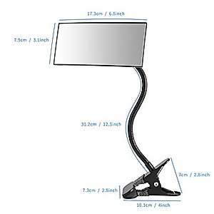 Clip On Security Mirror, Cubicle Computer Desk Convex Mirror for Office Personal Safety Rearview Monitors or Anywhere (7.28" Rectangle Mirror with Border)