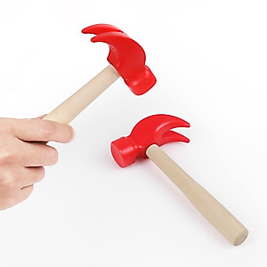 2 Pack Wooden Hammer Toys Simulation Hammers Maintenance Tools Educational Toys for Kids Birthday Party Games Supplies