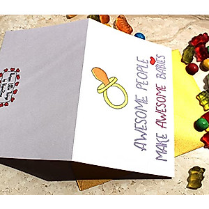 Awesome People Make Awesome Babies Cute and Sweet Congratulations Card - Funny Unique Handmade New Baby Card for New Mom Dad, Baby Shower Congrats Gift