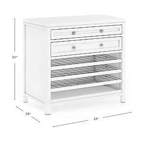 MARTHA STEWART Crafting Kids' Art Storage with Drying Racks - Gray, Wooden Arts and Crafts Organizer with Removable Wire Racks and Painting Drip Pan