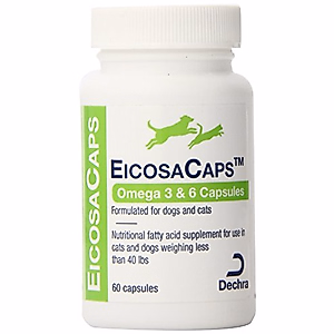 Dechra 60 Capsules EicosaCaps Fish Oil Nutritional Supplements for Dogs and Cats Up to 40-Pound