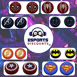 Esports Discounts DC Comics Controller Thumb Grip Silicone Caps Compatible for Playstation PS5 PS4 Pro Slim PS3 PS2 Xbox One 360 Series S X Switch Pro Controller - Flash - Two Controller Pack