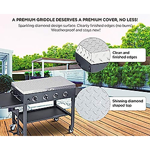 flybold Griddle Cover 36" Works for Blackstone Waterproof Diamond Plated Lightweight Aluminum Hard Top Lid with Stainless Steel Handle for Outdoor BBQ Hood Blackstone Griddle Accessories