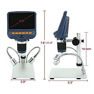 LXXSH 220X Desktop Electronic Digital Stereo Microscope for Soldering Repairing with 4.3-inch Screen LED Light