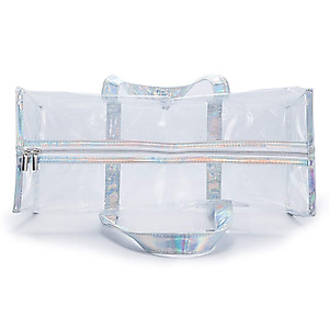 GigabitBest Clear Tote Bag Transparent Bag Stadium Approved Travel Gym See Through Toiletry Bag for Women
