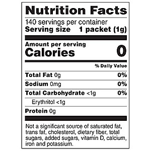 Amazon Brand - Happy Belly, Zero Calorie Stevia Sweetener powder, 140 Packet, 4.93 ounce (Pack of 1) (Previously Sugarly Sweet)
