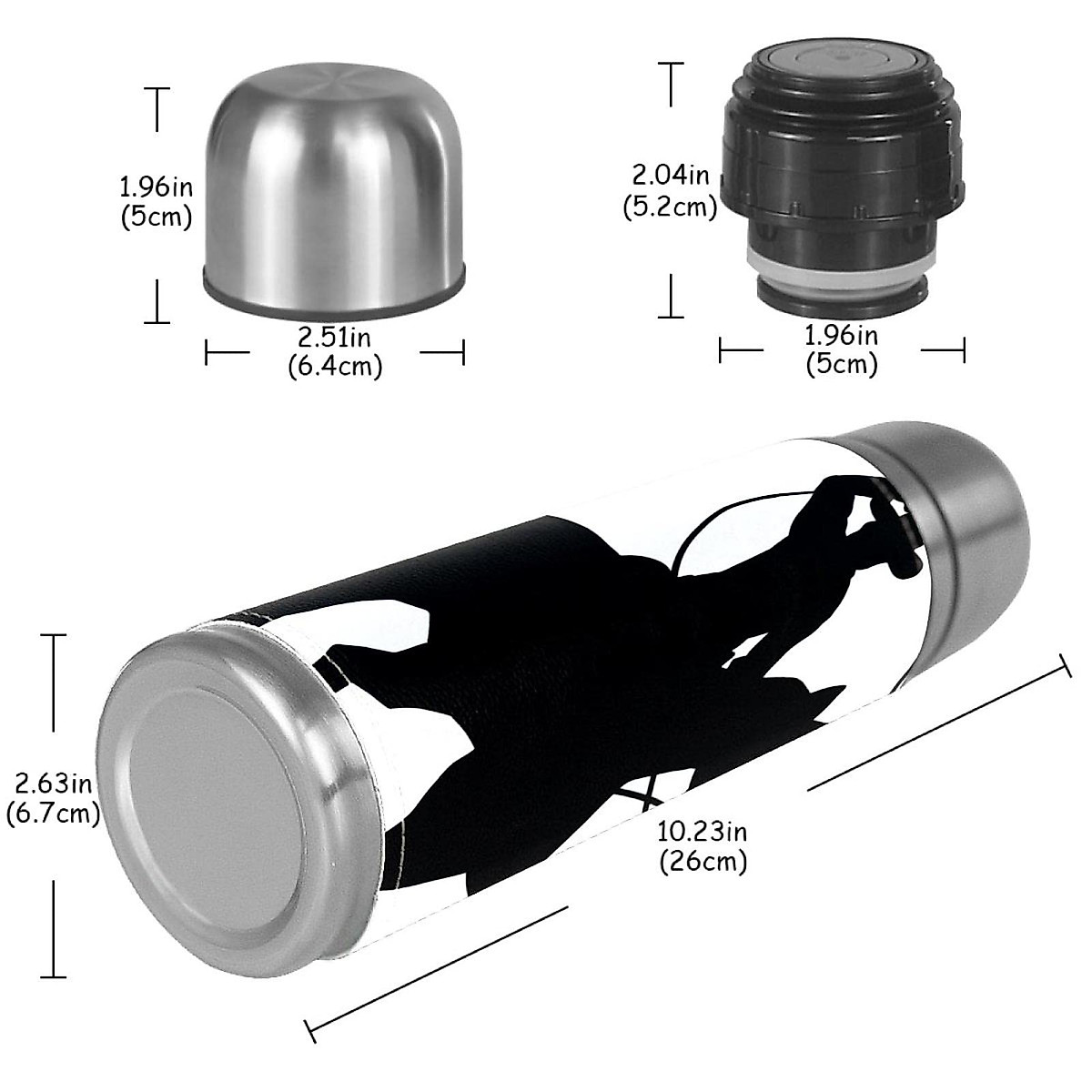 Stainless Steel Leather Vacuum Insulated Mug Horse Silhouette Thermos Water Bottle for Hot and Cold Drinks Kids Adults 16 Oz