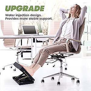 Vhelyom Foot Rest for Under Desk at Work, Height Adjustable Footrest with Massage Roller and Soft Pad, Foldable Ergonomic Foot Rest for Car, Underdesk, Home, Train(Black)