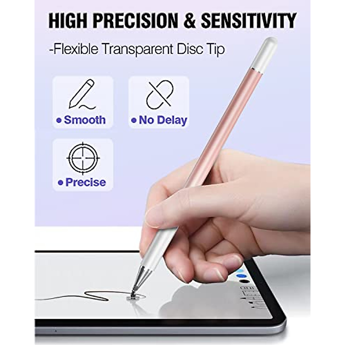 Stylus Pens for Touch Screens, 2 in 1 High Precision Universal Stylus Pen for iPad Compatible with Apple, iPhone, iPad, Android, Microsoft Tablets, Phones, 3 Pack-Blue, Pink, Purple