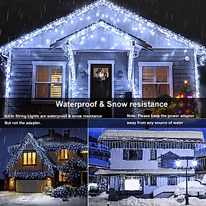 Joomer Christmas Icicle Lights,300 LED 29ft 8 Modes with 60 Drops,Christmas Lights with Timer,Waterproof Connectable Outdoor String Lights for Holiday,Wedding,Party Christmas Decorations(White)