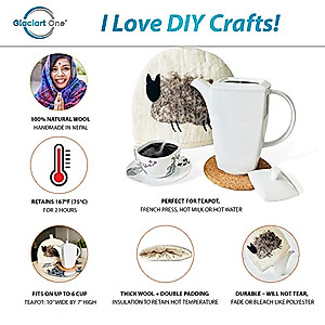 GLACIART ONE Wool Teapot Cozy Kettle Cover | Dome Shaped Large Tea Cozy for Teapot, Kettle or French Press | Handmade & Needle Felted from Natural Wool | Teapot Warmer Up to 2 Hours | Great as Gift