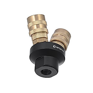 INTERTOOL 2-Way Round Air Splitter Manifold, 1/4-inch Female NPT, With Quick Coupler Connectors, V-Type PT08-1852