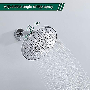 Aihom Shower Faucet Chrome Shower Head Set, Single Handle Brass Rough-in Valve Shower System with Shower Arm and 8-Inch Touch-Clean Shower-head Shower Trim Kit