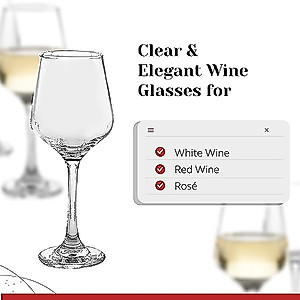 White and Red Wine Glasses - Premium Classic 10 oz Wine Glasses Set for Hosting Various Parties & Occasions - Dishwasher-Friendly Clear Stemmed Wine Glasses - PARNOO White & Red Wine Glasses Set of 6