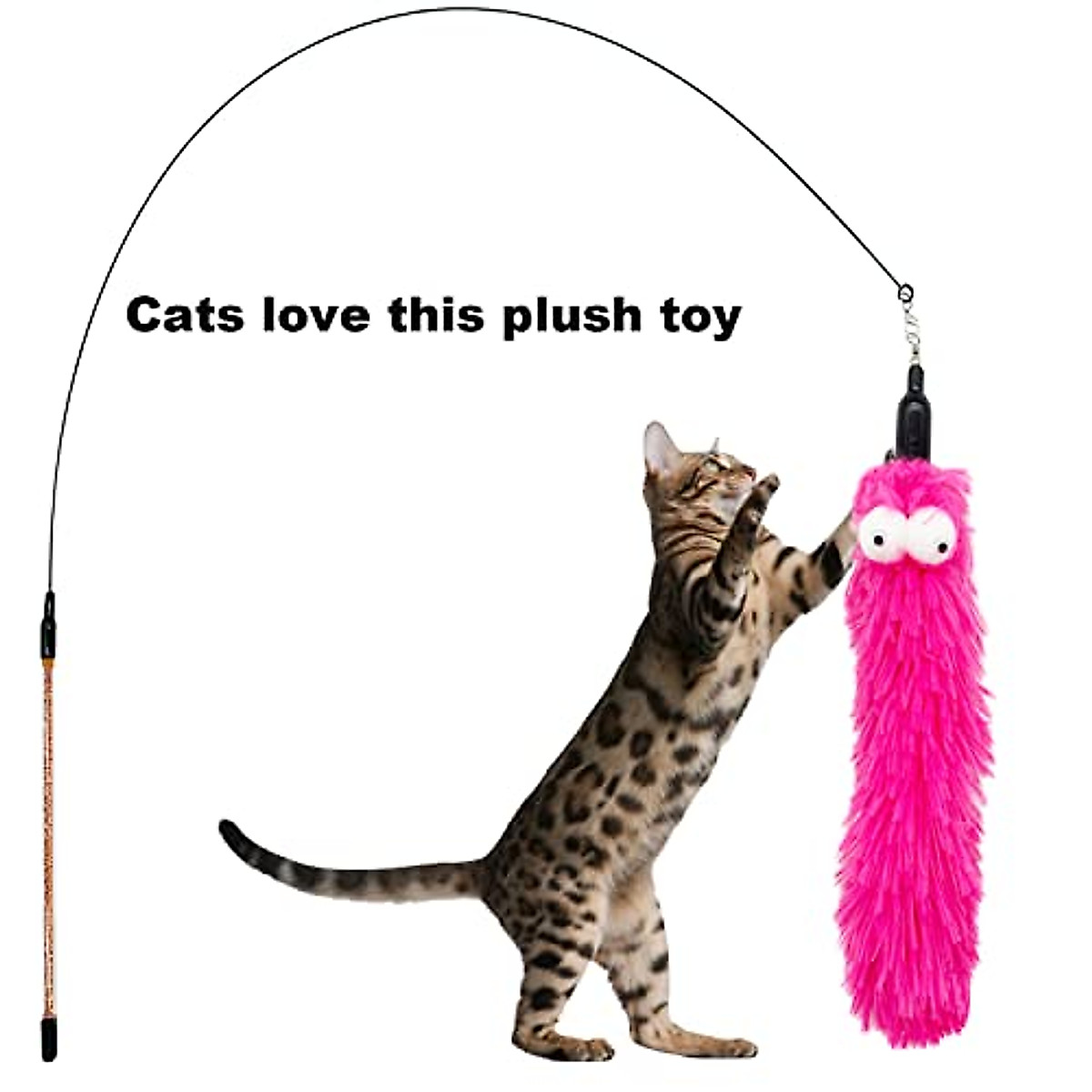 CATENESS Cat Worm Toy Cat Wand Replacement Worms, 8 PCS Worms Cat Toy Refill, Interactive Cat Wand Attachments Worm for Cat Toys