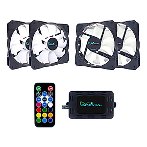 Apevia FB4-RGB Frostblade 120mm Silent RGB Color Changing LED Fan for Gaming with Remote Control, 16x LEDs & 8X Anti-Vibration Rubber Pads (4-pk)