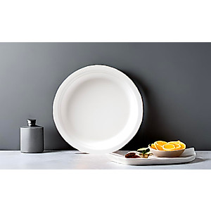 Susty Party 10-Inch Compostable Round (50-Count), Sugarcane Heavy Duty Disposable Biodegradable Plate for Dinner, White