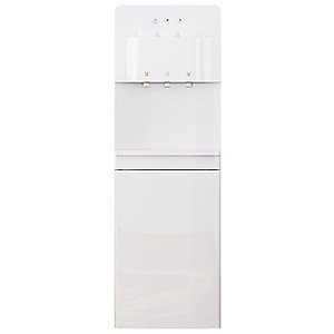 TABU Bottom Loading Water Cooler Dispenser of 3 Temperature Settings - Hot, Cold, Room Water, for 3 or 5 Gallon Bottles, with Child Safety Lock& Anti-Scalding Design, (White)