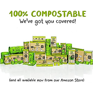 PLANET POOP Home Compostable Dog Poop Bags Extra-long with Handles 240 Un-Scented Pet Waste Bags Plastic Free, Thick Leakproof Plant-Based Doggy Bag, Cats & Dogs Pet Supplies