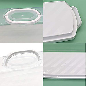 FEOOWV Portable Plastic Rectangular Loaf Bread Box with Transparent Lid, Bread Keeper for Carrying and Storing Loaf Cakes,Banana Bread,Pumpkin Bread,Quick Breads (White)