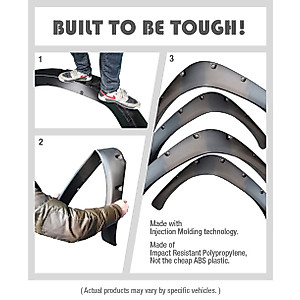 Tyger Auto Fender Flares Compatible with 1999-2006 Chevy Silverdo GMC Sierra 1500 2500 3500HD (Incl. 2007 Classic) Fleetside, Rough Textured Bolt-Riveted Style 4pc | TG-FF8C4057