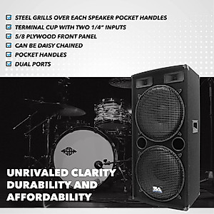 Seismic Audio - Dual 15 Inch PA DJ SPEAKER 500 Watts PRO AUDIO - Band, Bar, Wedding, Church