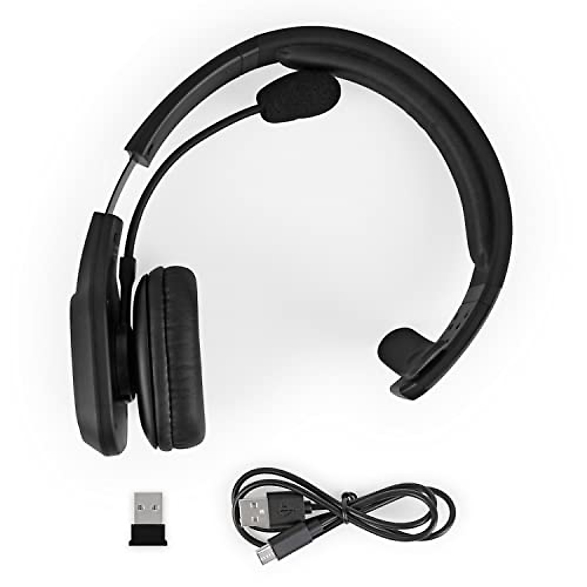 Aluratek Wireless Bluetooth 5.0 Headset with Noise Cancelling Boom Mic, for Car, Truck Driver, Business, School, Home Office, Cell Phones, PC & MAC, 34Hrs Talk Time (ABHM100F), Black