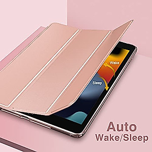MoKo Case for iPad 9th Generation 2021/ iPad 8th Generation 2020/ iPad 7th Generation 2019, Soft Translucent TPU Frosted Back Cover Slim iPad 10.2 inch Case with Stand, Auto Wake/Sleep, Rose Gold