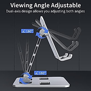 Sakya Folding Cell Phone Stand, Fully Adjustable Desktop Phone Holder Cradle Dock Compatible with Phone 14, Plus, Pro, Pro Max, 13 12 X XS,Android Smartphone, Pad (7-12"), Desk Accessories Upgrade
