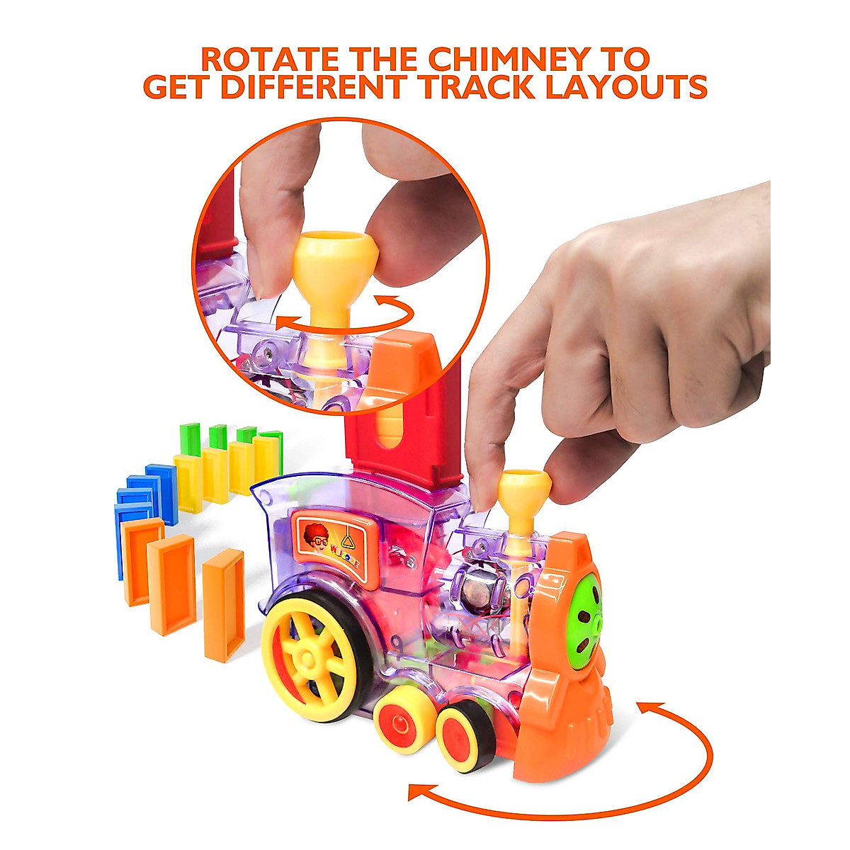 POPUTOY Domino Train, Automatic Domino Blocks Building Set Plastic Kids Children Creative Toy Game Educational Play for 3-12 Year Old Boys and Girls (80pcs)