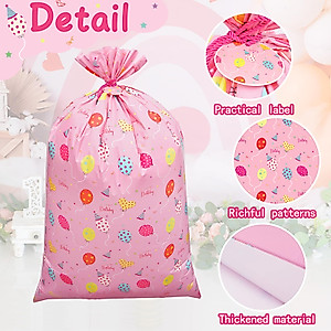 Plauthus 56” Extra Lager Birthday Gift Bag，Jumbo Gift Bag-Colored Spotted Balloons and Greeting Words, Giant Gift Bag for Girls’ Birthday, Baby Shower (Birthday-Pink)