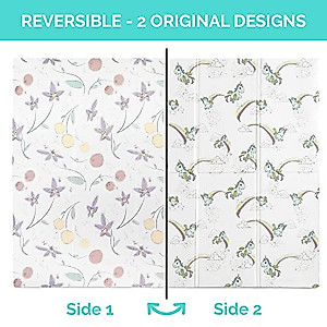 JumpOff Jo - Large Waterproof Foam Padded Play Mat for Infants, Babies, Toddlers, Play Pens & Tummy Time, Foldable Activity Mat, 70 in. x 59 in. - Fairy Blossom