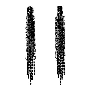 Black Rhinestone Long Tassel Earring.Chandelier Dangle Earrings Statement Crystal Drop Earring Fashion Jewelry Gifts for Women (Style A)