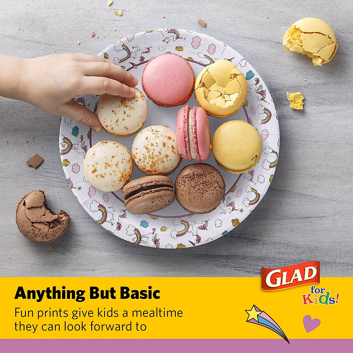 Glad for Kids Unicorn Paper Plates - Heavy Duty Disposable Party Plates, Colorful Design for Birthday Parties, Zoo Pals, Kids Paper Plates Bulk, Pack of 20, 8.5 Inch