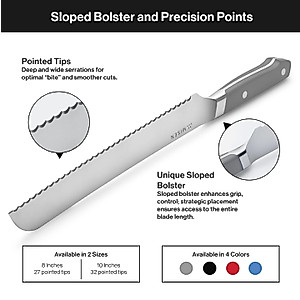 Misen Serrated Bread Knife - 10 Inch, High Carbon Stainless Steel, Japanese AUS10 - Ideal for Sourdough, Challah, Watermelon - Bread Slicer - Gray