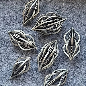 DAYMED The Arcanum Dice Set for Table Games, Hollow Polyhedral Dice Metal Dice Set DND RPG MTG Game 3D Printed Dice Set，Dice Set for Table Games, with Exquisite Wooden Gift Box
