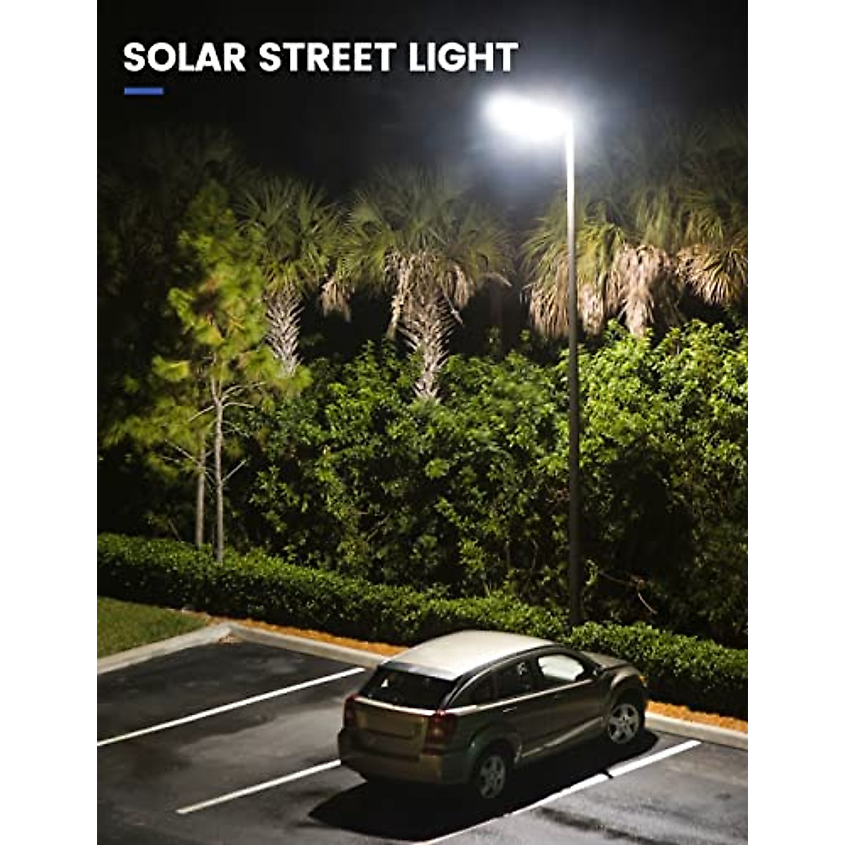 500W Solar Street Lights Outdoor, 20000 Lumens LED Solar Parking Lot Lights Outdoor Dusk to Dawn Sensor with Remote Control, 6000K Super Bright Commercial Lighting for Playground, Barn, Farm, 2 Pack