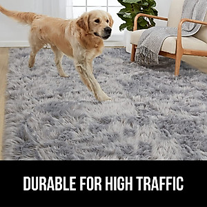 Gorilla Grip Fluffy Faux Fur Sheep Rug, Machine Washable Soft Furry Area Rugs, Rubber Backing, Plush Floor Carpets for Baby Nursery, Bedroom, Living Room Shag Carpet, Luxury Home Decor, 3x5, Gray