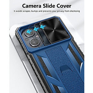 WTYOO Case for OnePlus Nord N20 5G: Military Grade Drop Proof Phone Protective Cover with Kickstand and Slide Cover Protection - Shockproof TPU Matte Textured