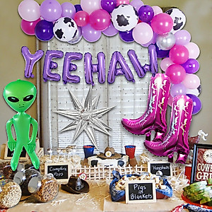 KARAQY Space Cowgirl Party Decorations, Yeehaw Balloons Cowgirl Boot Balloons for Cowgirl Bachelorette Party Decorations Nashville Bridal Shower Supplies