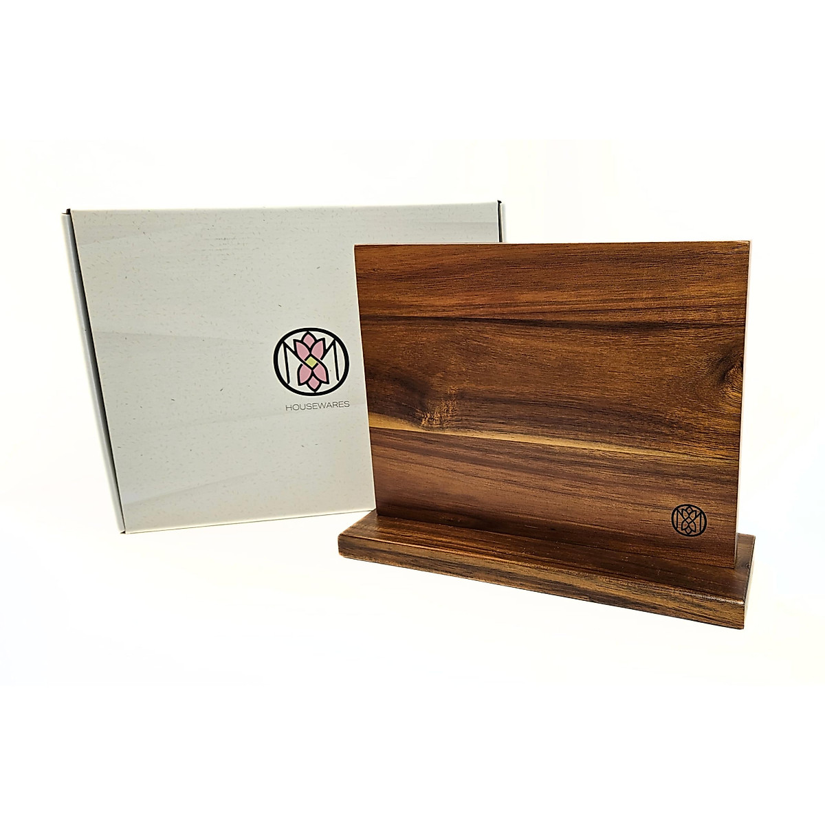 Omni Felix Magnetic Knife Block, Clean and Efficient Knife Holder and Storage, Beautiful Natural Acacia Wood Knife Display Stand, Strong Magnetic Double Sided Kitchen Knife Holder