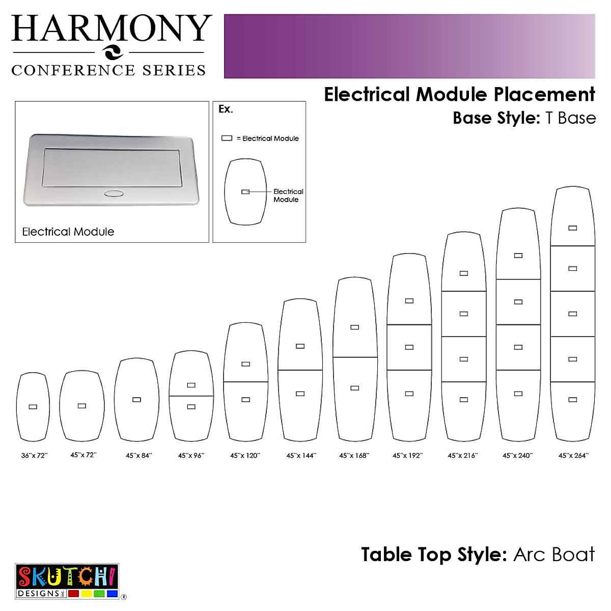 SKUTCHI DESIGNS INC. 12' Modular Arc Boat Conference Table with Data and Electric | Harmony Series | 12 Person Table | White