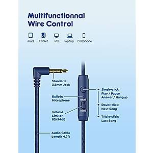 iClever Kids Headphones with Microphone - 85dB/94dB Volume Limited - Stereo 3.5mm Jack Tangle-Free Wired Headphones for Kids, Foldable - Childrens Headphones for Boys/Girls/School/Travel/iPad, Green