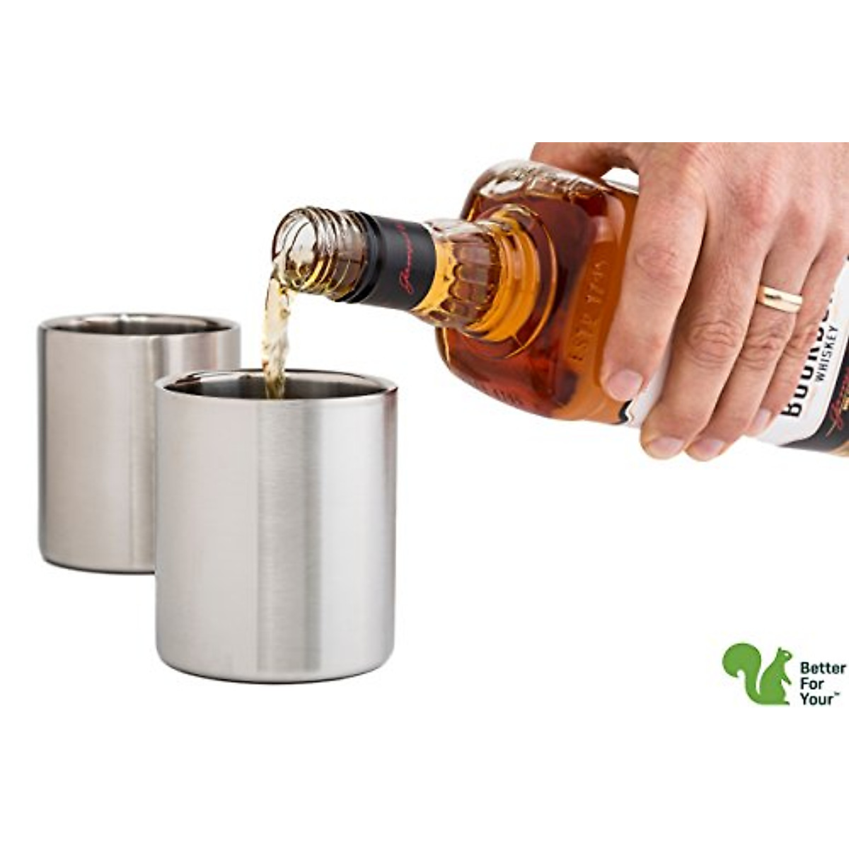 Better For Your Whiskey Stainless Double Walled Lowball Shatterproof Tumbler 13.5 oz Set of 2