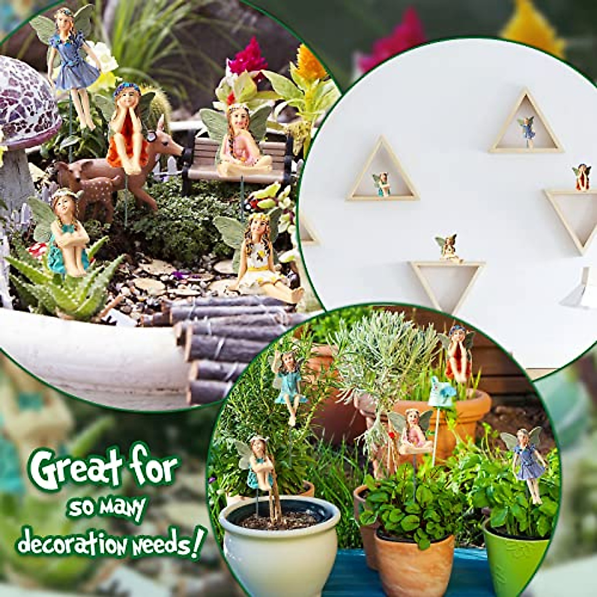 Bucherry 12 Pieces Fairy Garden Mini Fairies Figurines Miniature Fairy Sculpture Decoration Tiny Fairy Garden Accessories for Home Outdoor Garden Yard Lawn Flower Pot Decor