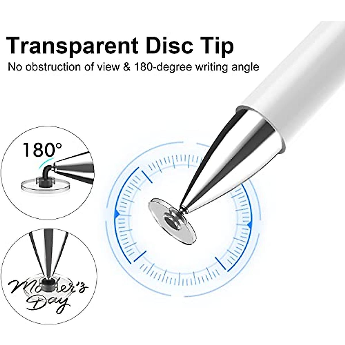 Epic Gadget Stylus Pen - Disc Tip and Magnet Cap Universal Stylist Pens Fine Point Disc Stylus Touch Screen Pens for All Capacitive Touch Screens (Black)