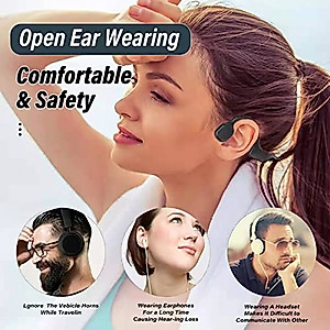 Bone Conduction Headphones, Bluetooth 5.0 Open-Ear Headphones with Built-in Mic, Waterproof Sweat Resistant Wireless Earphones for Running,Cycling,Hiking,Gym,Climbing,Driving