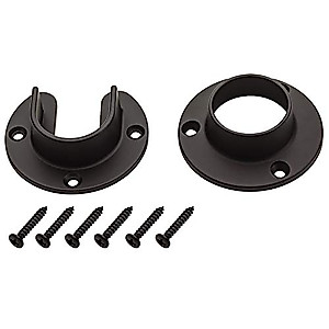 Wideskall Heavy Duty Stainless Steel Closet Pole Sockets Rod End Support with Screws (Matt Black, 1 Set)